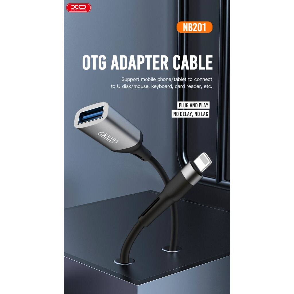 Преходник адаптер от Lightning към USB-A, XO NB201, черен - eMAG.bg