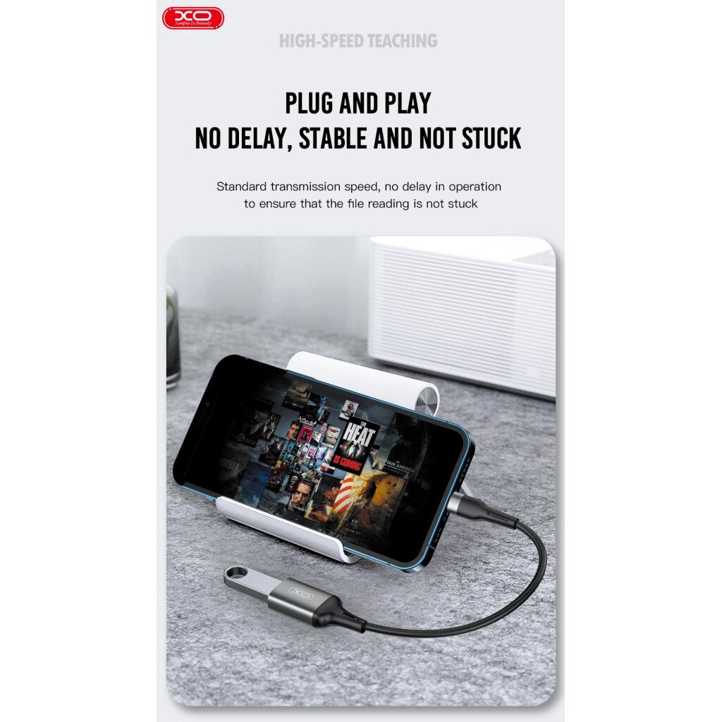 Преходник адаптер от Lightning към USB-A, XO NB201, черен - eMAG.bg