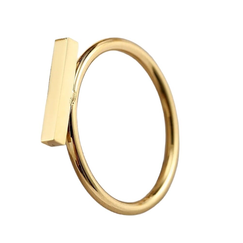 Inel dama din material inoxidabil placat cu aur de 14 K cu element ...