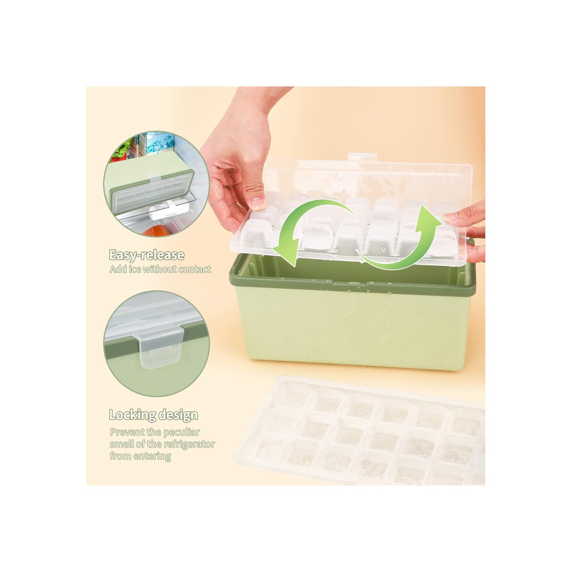 Set 3 forme din plastic pentru cuburi de gheata, cu caserola pentru ...