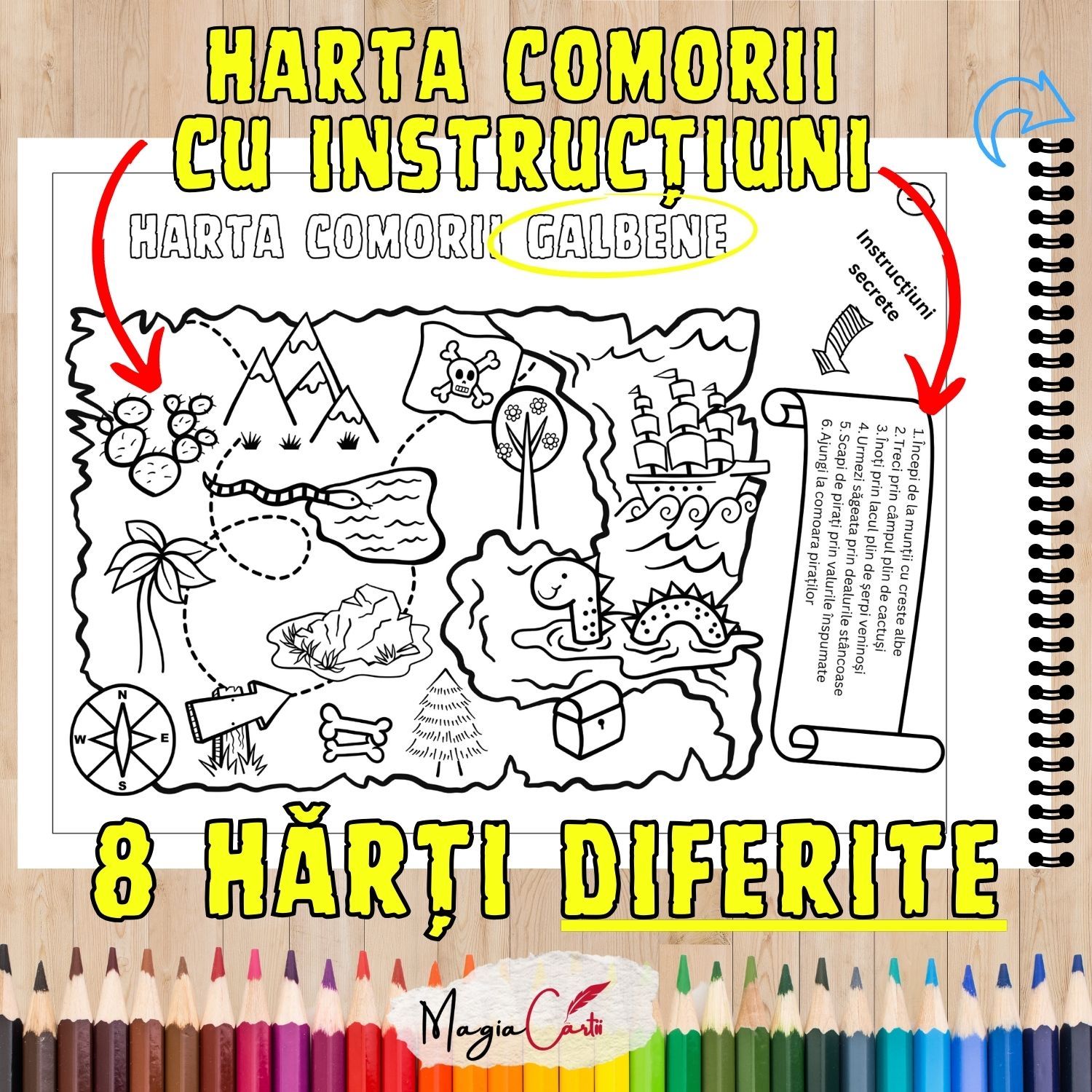 Carte pentru copii, Vacanta de vara Aventuri Harta comorii piratilor ...