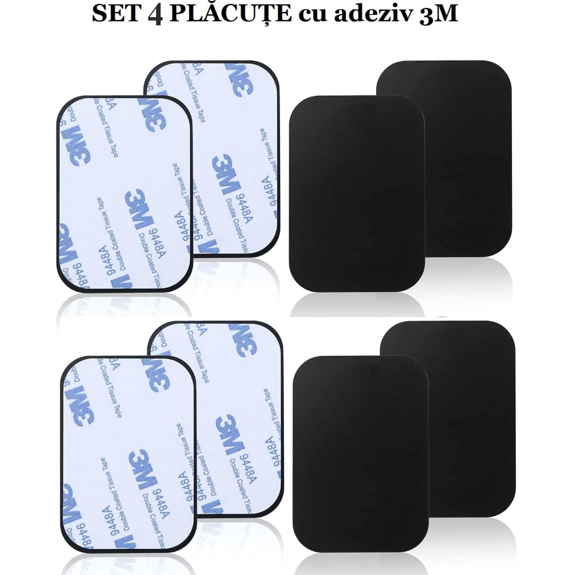 Set 4 placute metalice pentru suport magnetic de telefon, adeziv marca ...