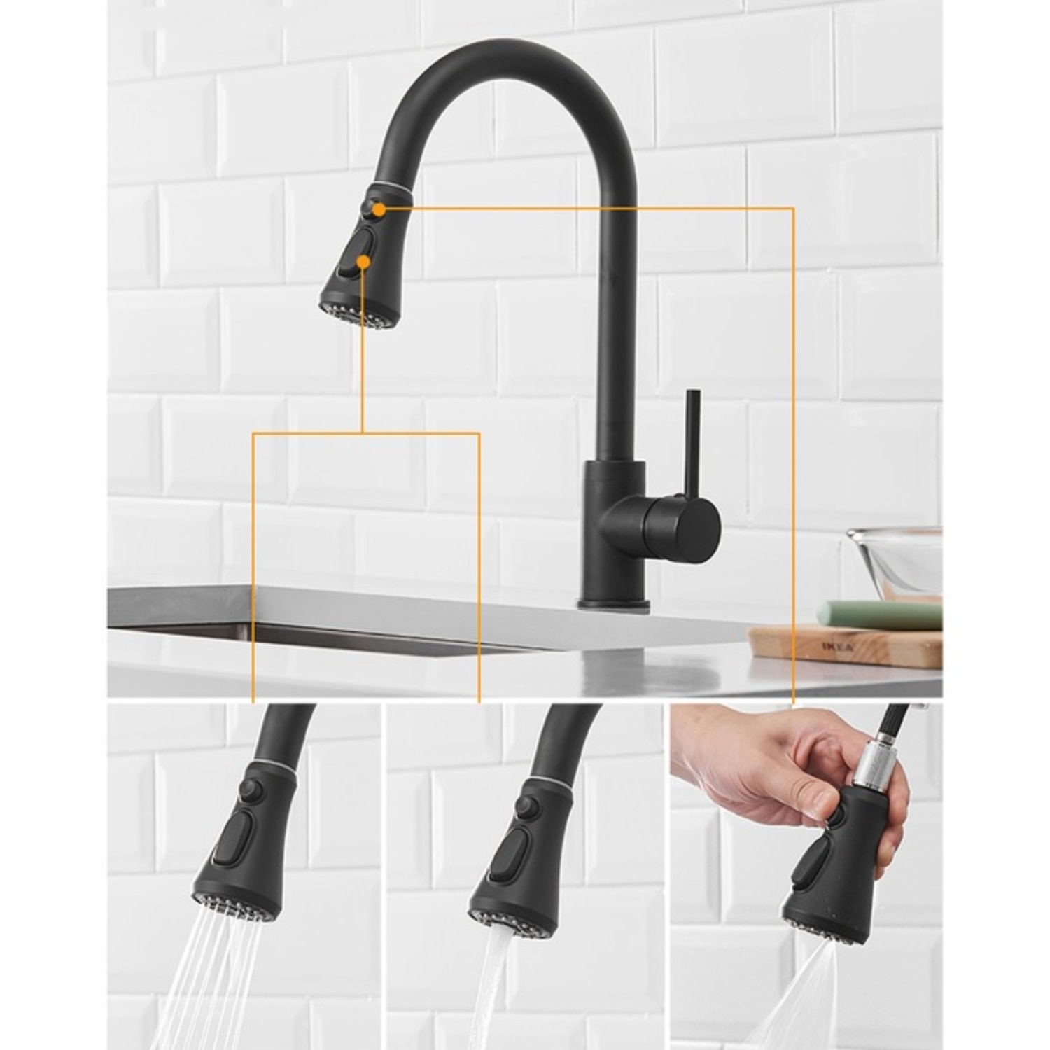 Baterie de bucatarie, Adsinio, Retractabila, Rotativa pentru chiuveta ...