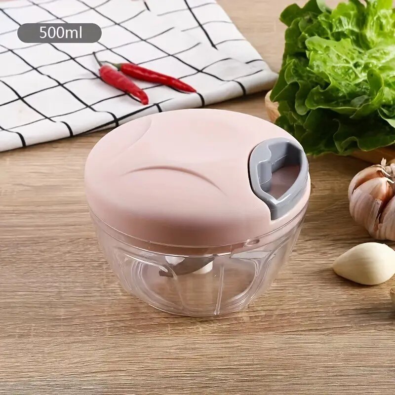 Tocator manual pentru legume 3 lame, Roz - eMAG.ro