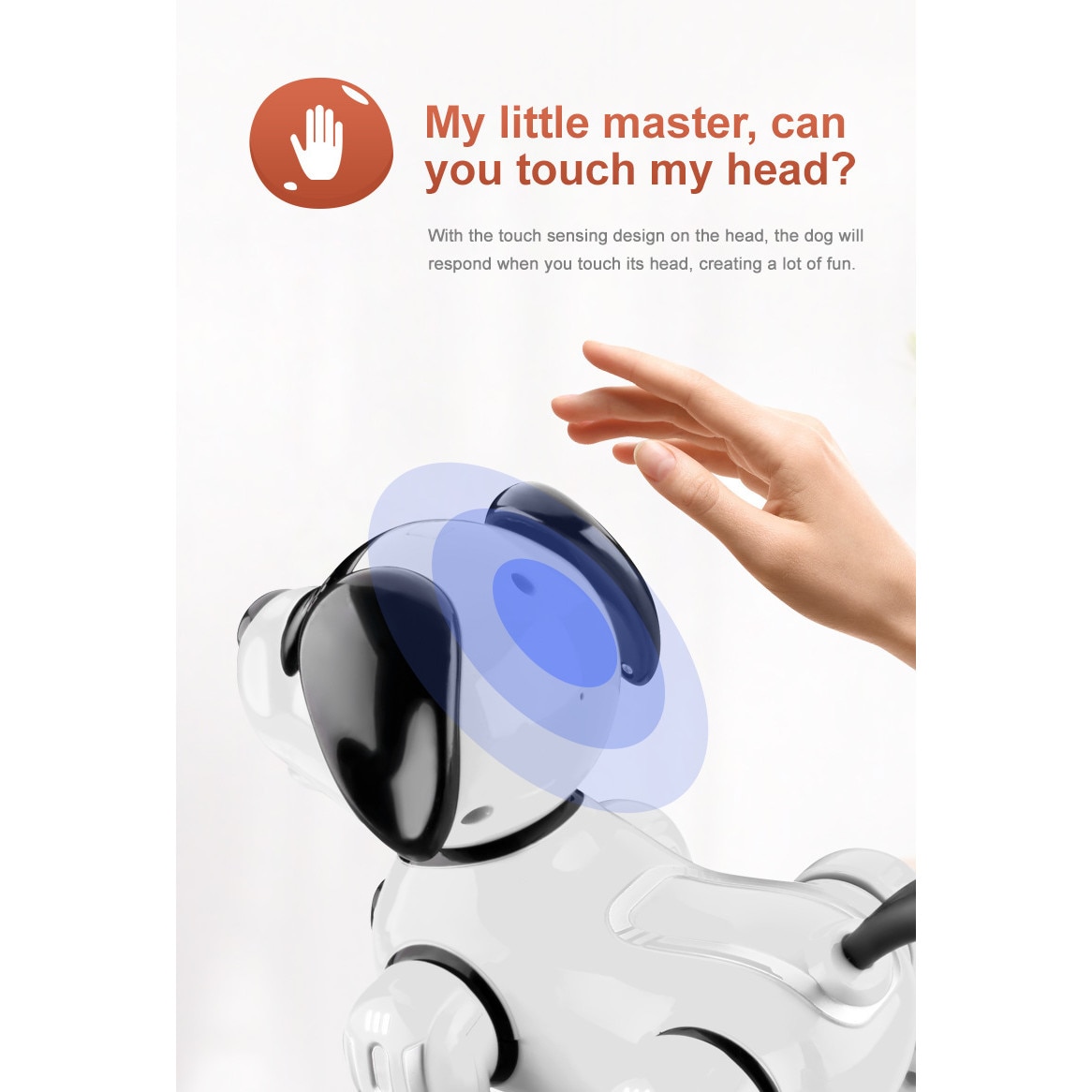 Robotel inteligent catelus cu telecomanda, mancare si senzori, invata ...