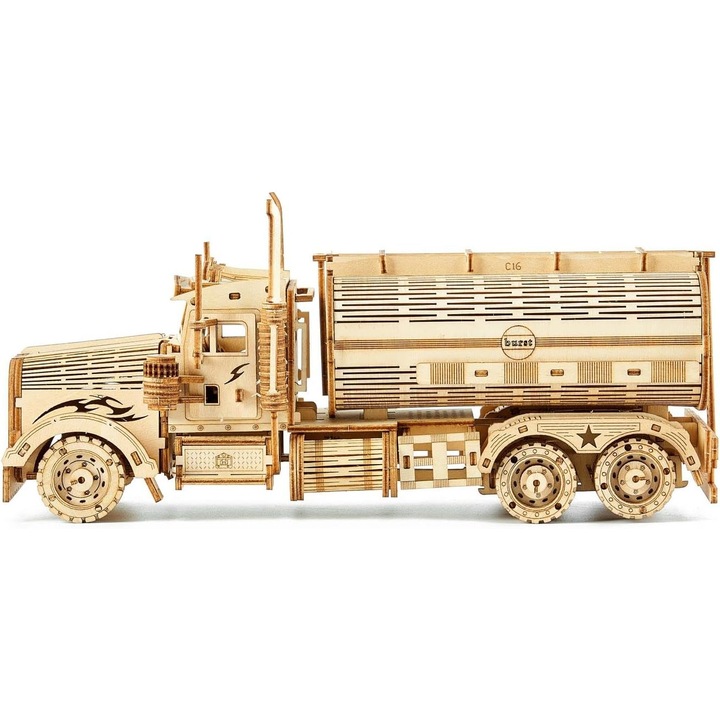 Puzzle 3D, masina long truck american, model AG1302, DIY, din lemn, de ...
