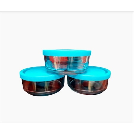 Set de 3 caserole din sticla cu capac din plastic, transparente - eMAG.ro
