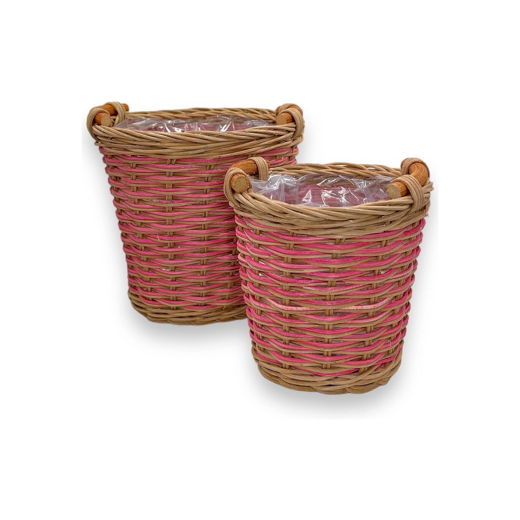 Set 2 ghivece decorative, din ratan natural, pentru plante aromatice ...