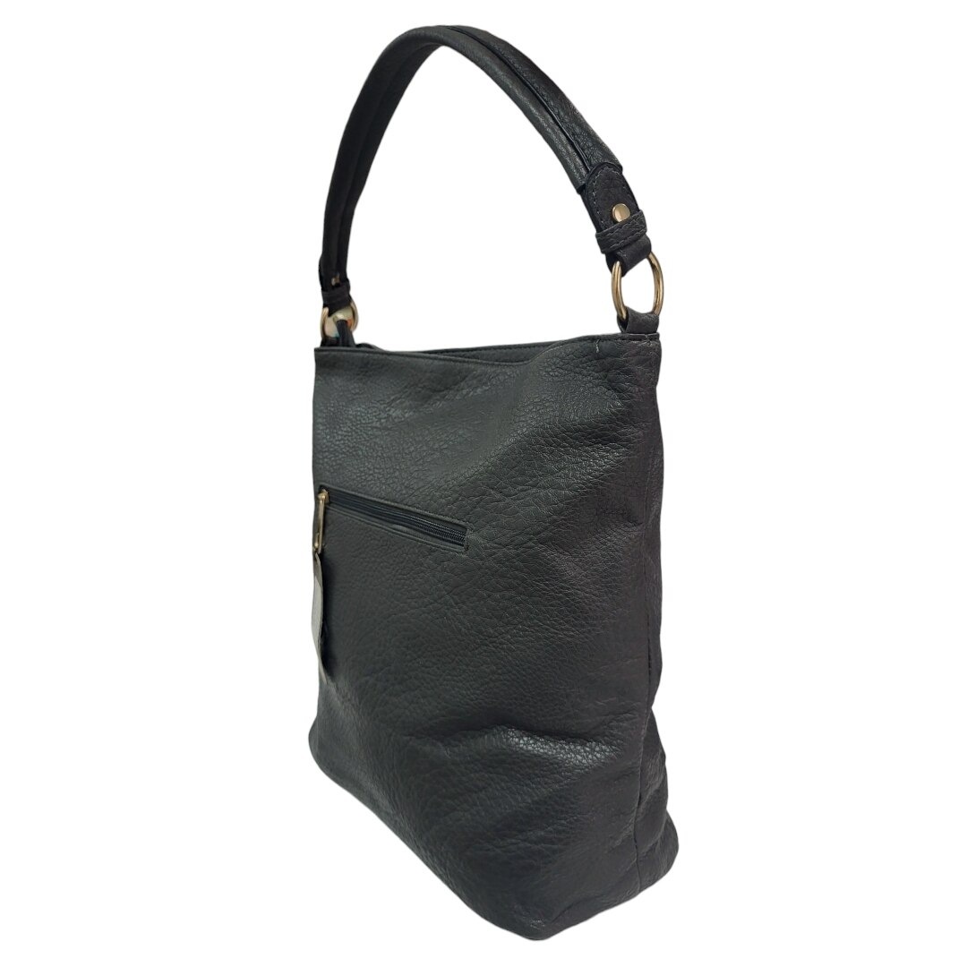 Poseta gri pentru dama, piele ecologica, model modern, 37.5 x 31.5 x 14 ...