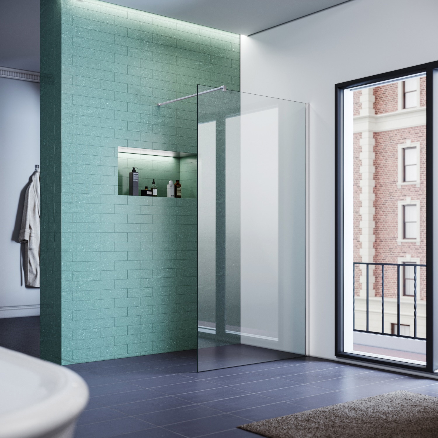 Cabina de dus, Walk-in, Sticla securizata 8mm, Usor de curatat ...