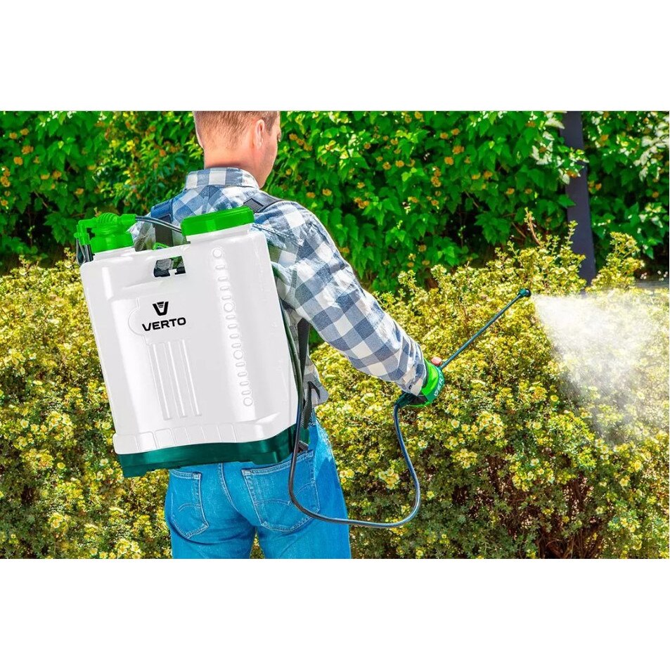 Aparat de stropit pentru gradina, Verto, capacitate 15L, duza reglabila ...