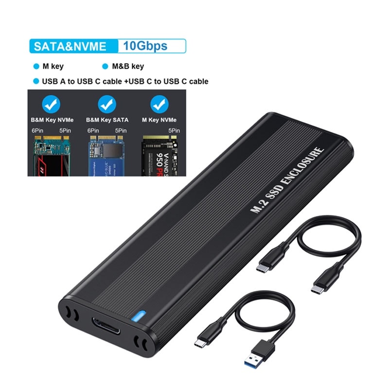 SSD-ház USB3.1–M.2 NVME, Rqiurpn, 10 Gbps, C típusú PCI, Max. 2 TB ...