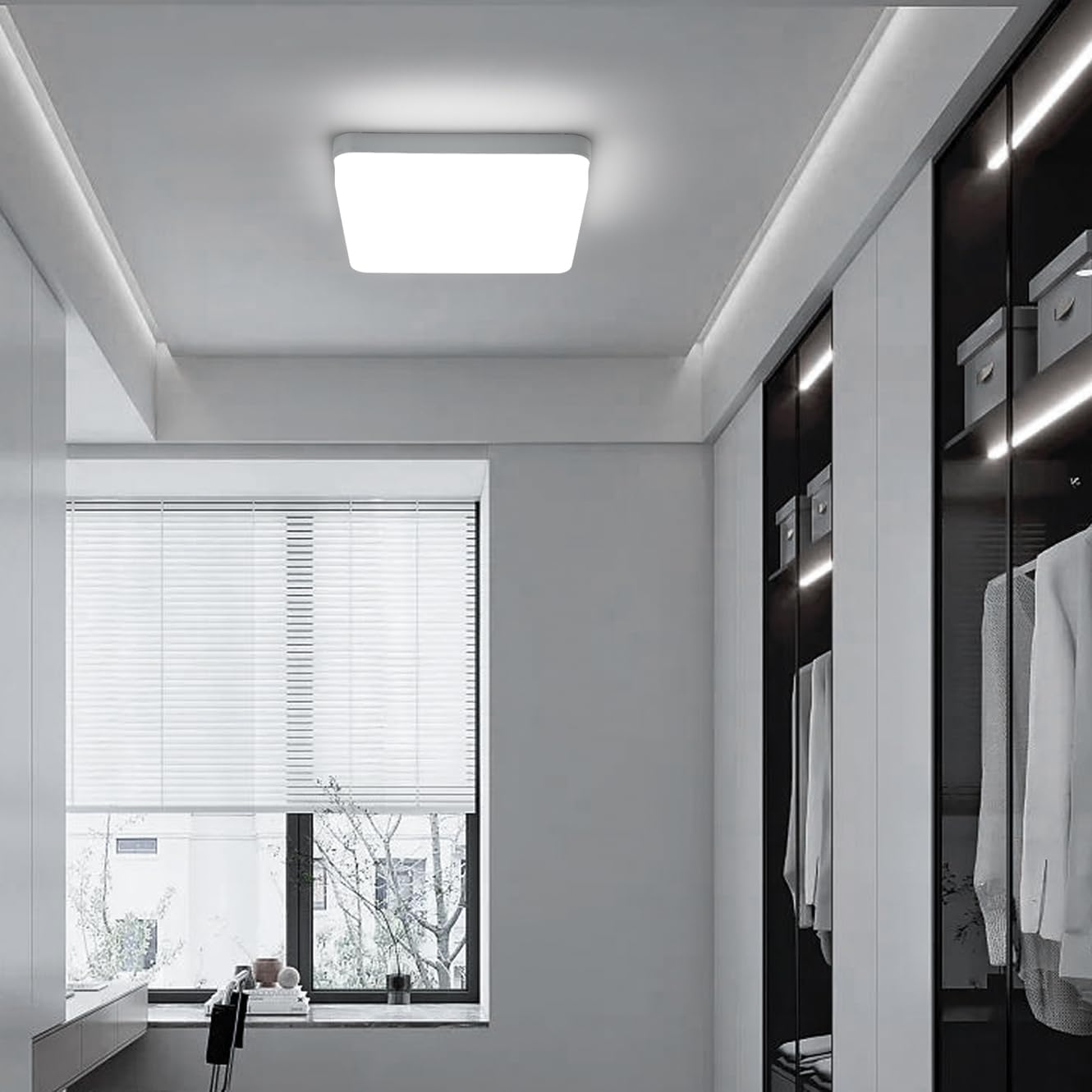 Plafoniere cu LED, Mckalen, 24W, 2700LM, Alb, Patrate, IP44 Rezistent ...