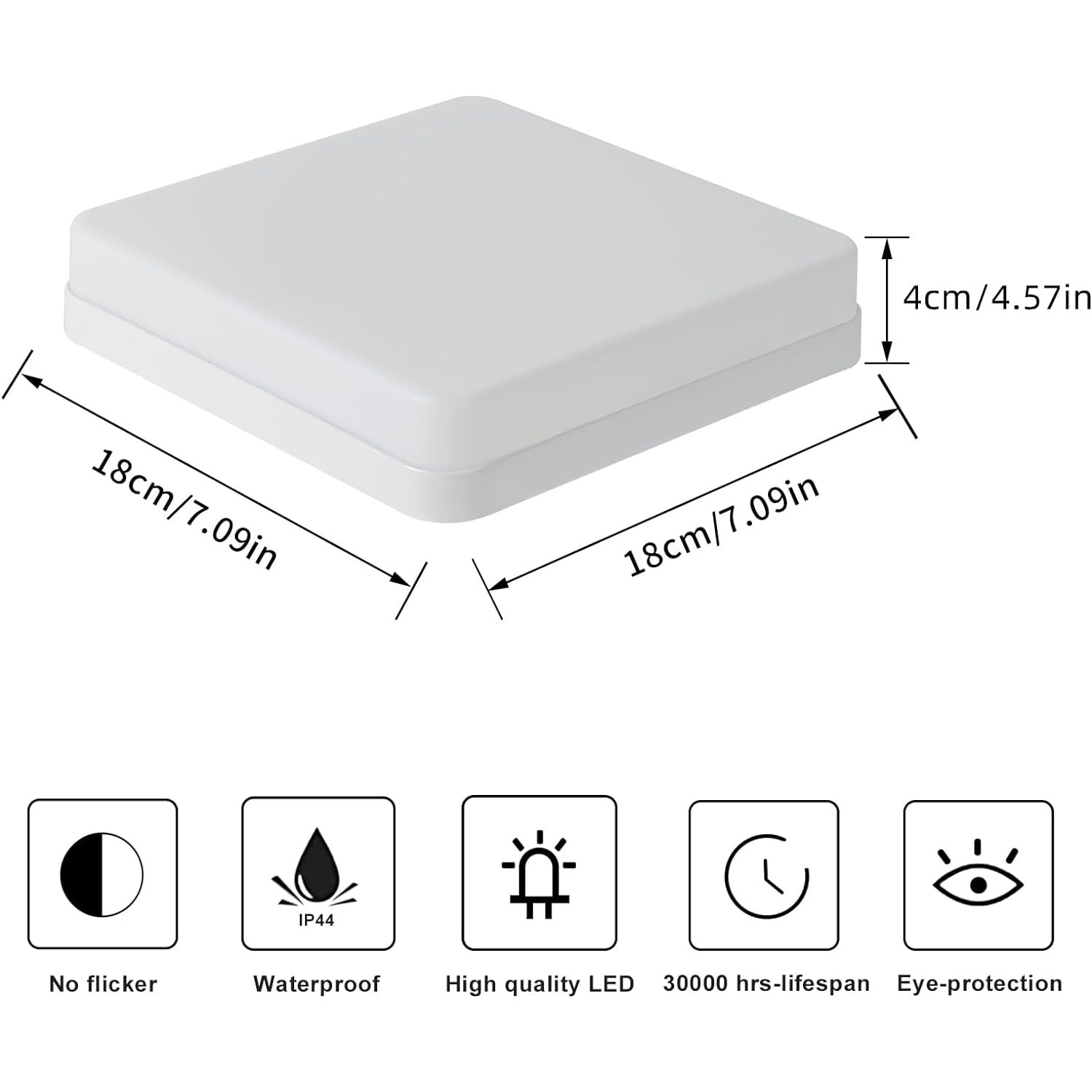 Plafoniere cu LED, Mckalen, 24W, 2700LM, Alb, Patrate, IP44 Rezistent ...