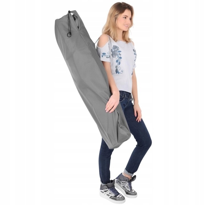 Pat pliant pentru camping, cu saltea si perna, structura metalica ...