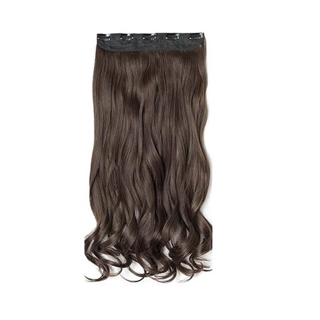 Extensii de par Saten Ciocolatiu, 60 cm, ondulate, tresa cu 5 clipsuri ...