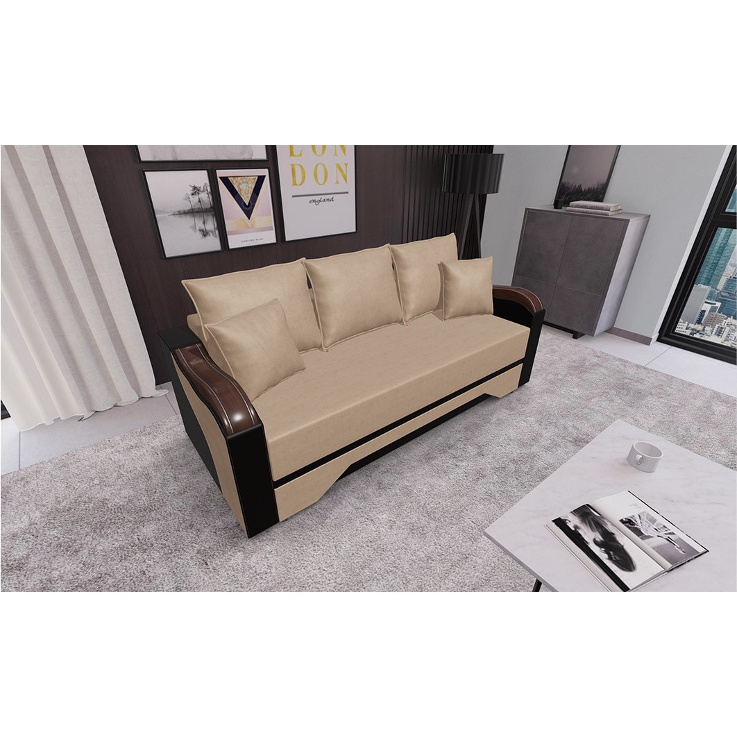 Canapea Bianca Fresh3 Wenge, 220 x 108 x 81 cm, culoare crem - eMAG.ro