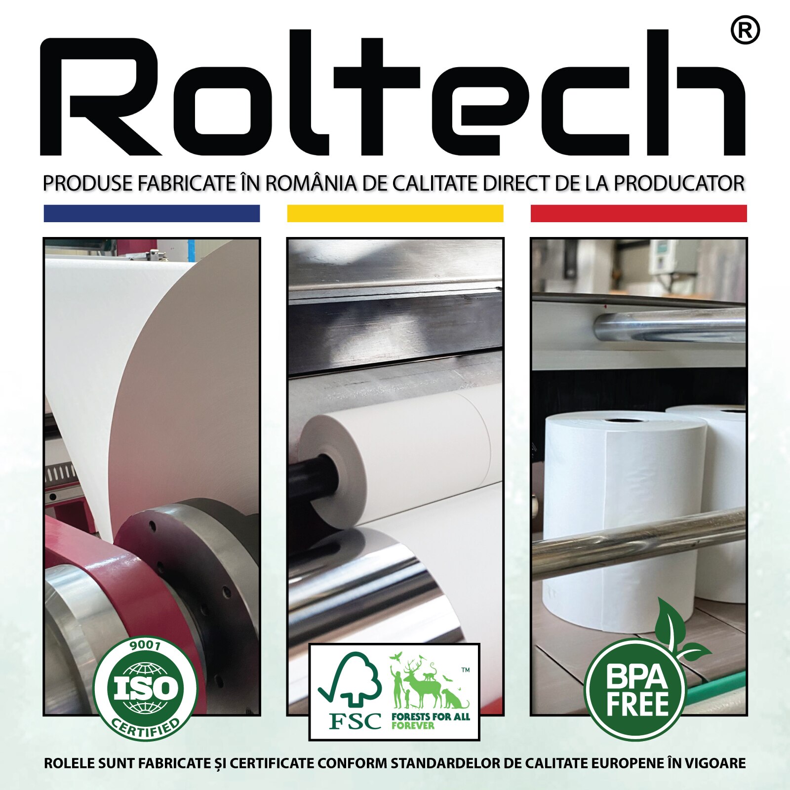 Role hartie casa de marcat, 80mm x 80m, 10 bucati/pachet, ROLTECH - eMAG.ro