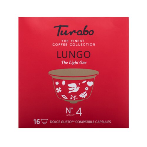 Capsule cafea, TURABO, Lungo, 16 capsule compatibile Dolce Gusto, 120gr ...