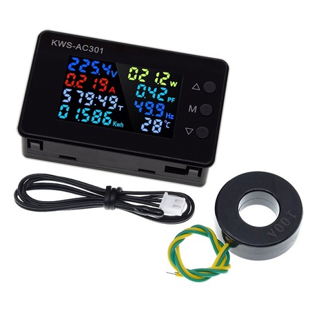 Wattmetru KWS-AC301 cu ampermetru si voltmetru AC 50-300V, 100A - eMAG.ro