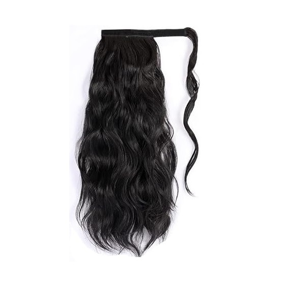 Extensie de par 57 cm, Coada de par tip ponytail Neagra, ondulata ...