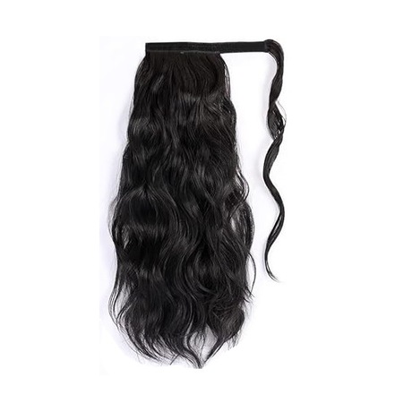 Extensie de par 57 cm, Coada de par tip ponytail Neagra, ondulata ...