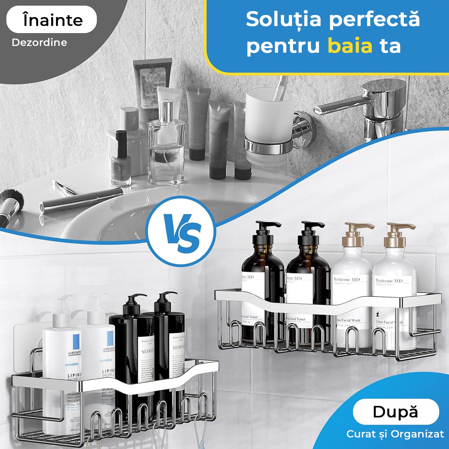 Raft de dus, etajera pentru baie, pentru depozitare in bucatarie ...