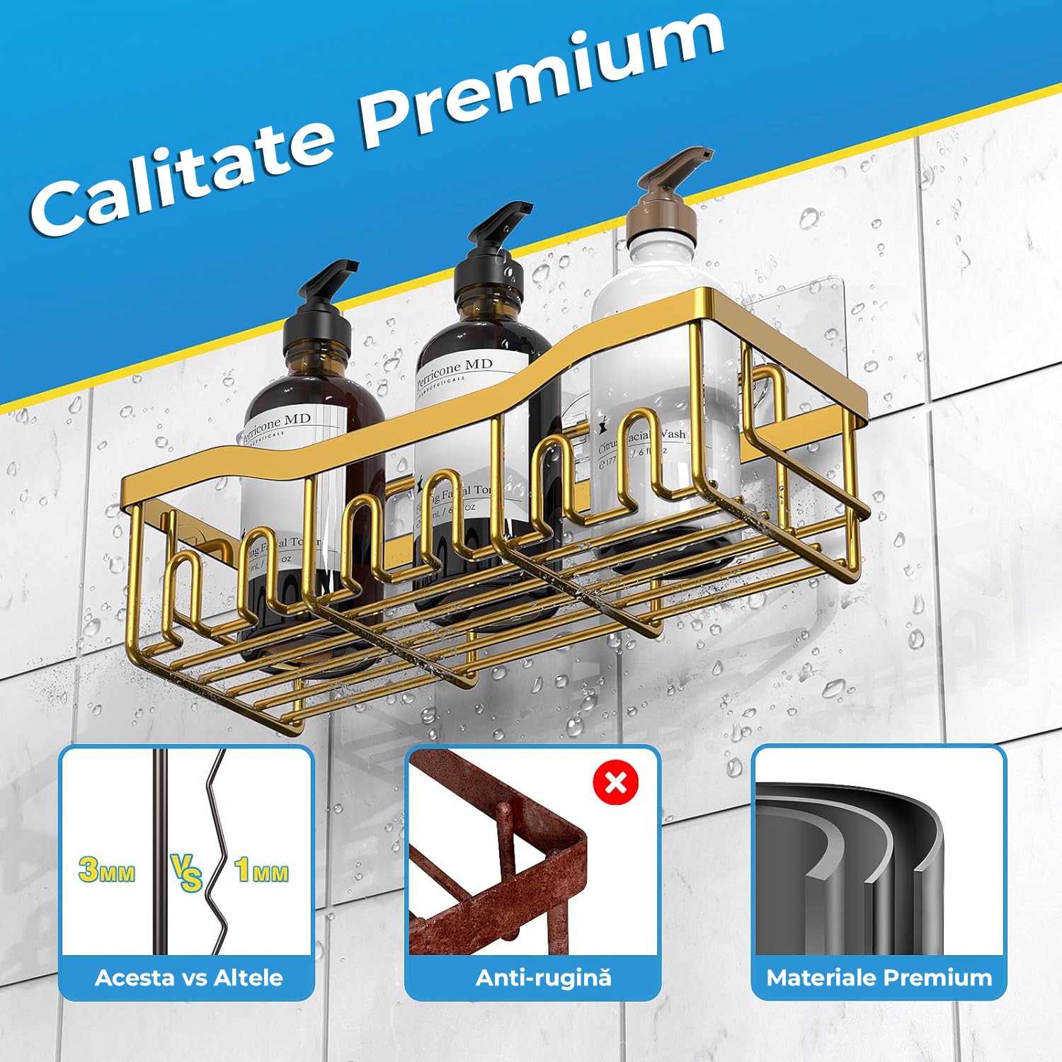 Raft de dus, etajera pentru baie, pentru depozitare in bucatarie, set 5 ...