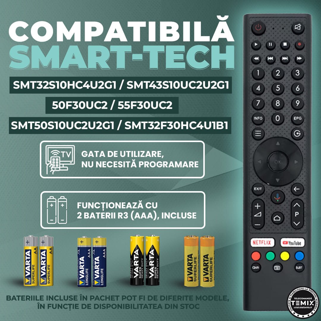 Telecomanda compatibila Smart Tech, seriile SMT32S10HC4U2G1 ...
