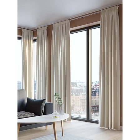 Set de 2 draperii Velvet Curtain, catifea Bej, cu rejansa, 140x300cm ...