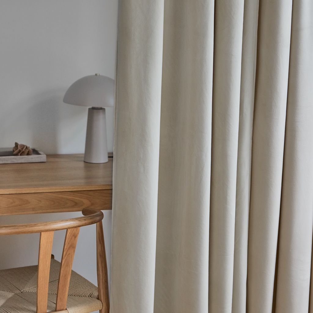 Set de 2 draperii Velvet Curtain, catifea Bej, cu rejansa, 140x300cm ...