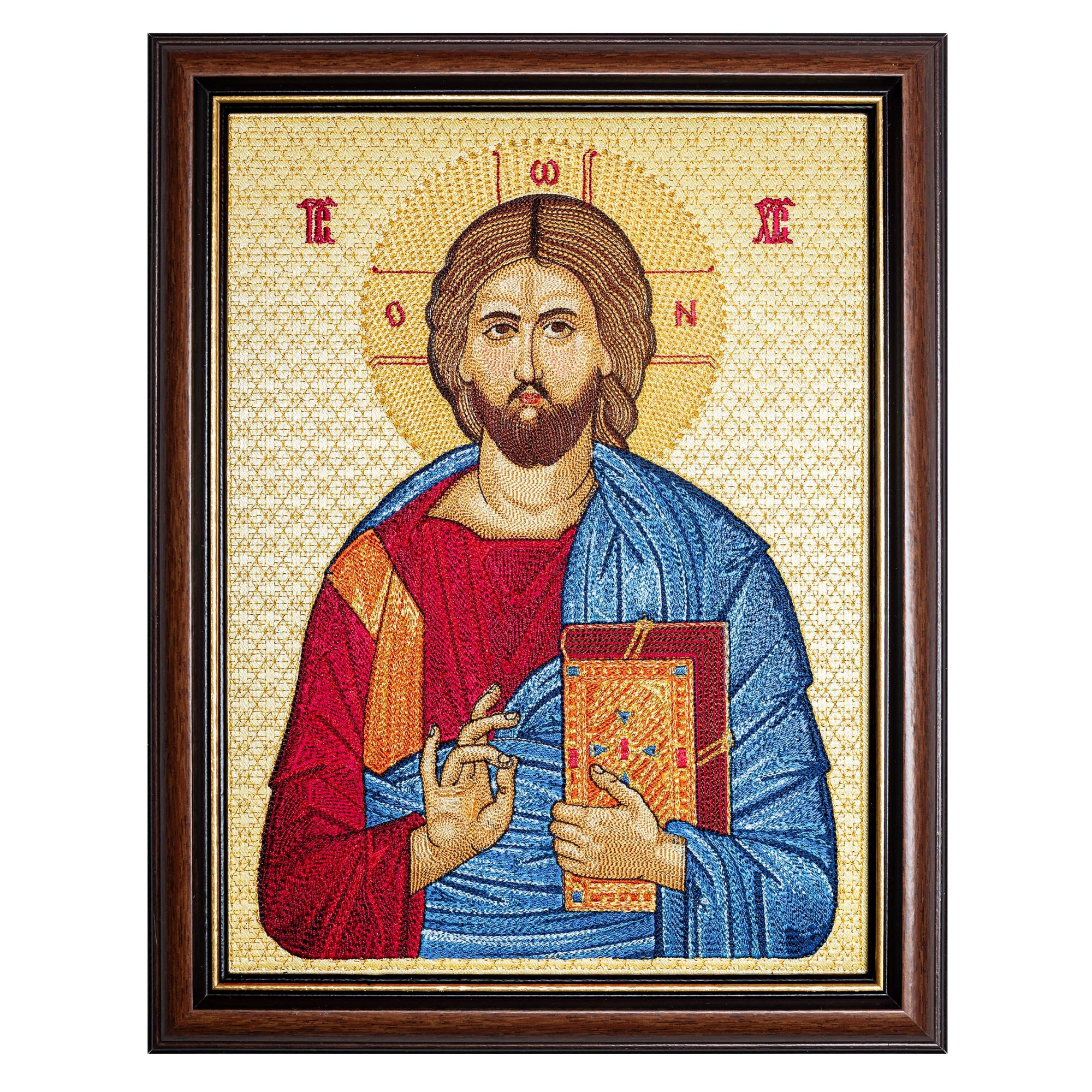 Icoana cu Iisus Hristos „Pantocrator” – brodata, inramata, 27 * 21 cm ...