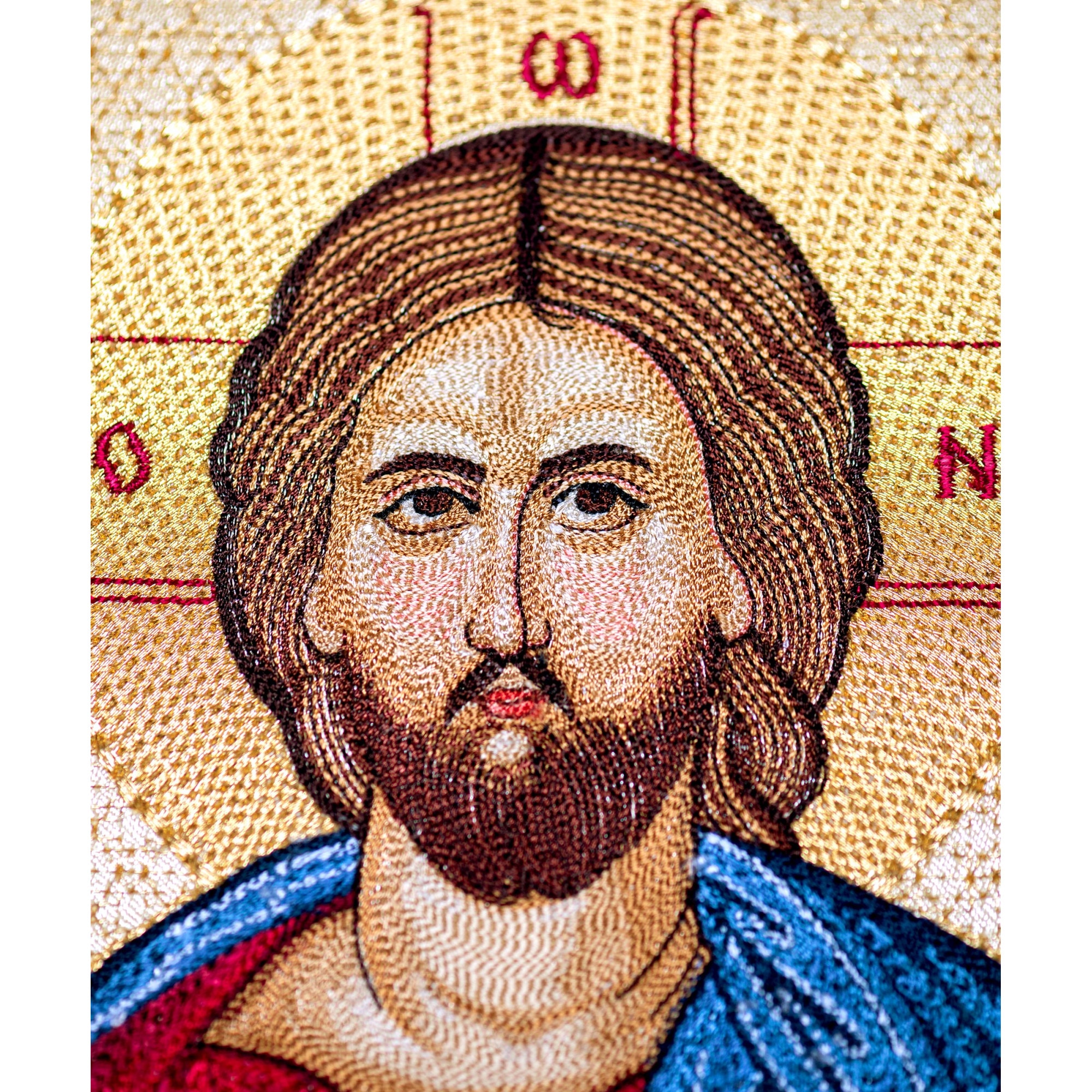 Icoana cu Iisus Hristos „Pantocrator” – brodata, inramata, 27 * 21 cm ...