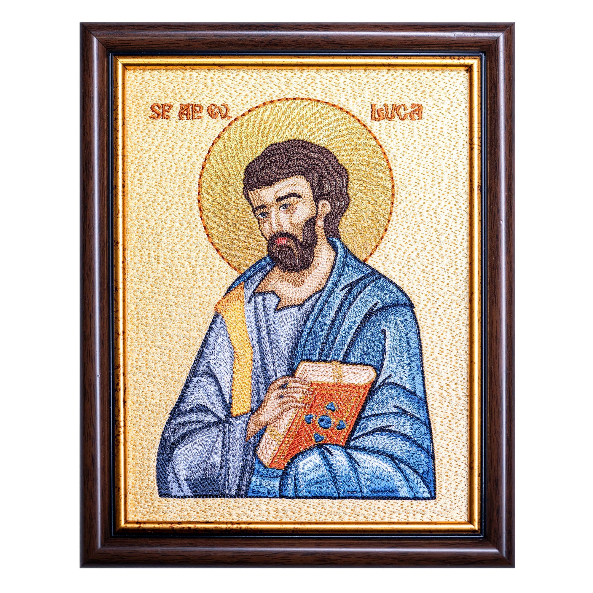 Icoana cu Sfantul Apostol Evanghelist Luca – brodata, inramata, 15 x 18 ...