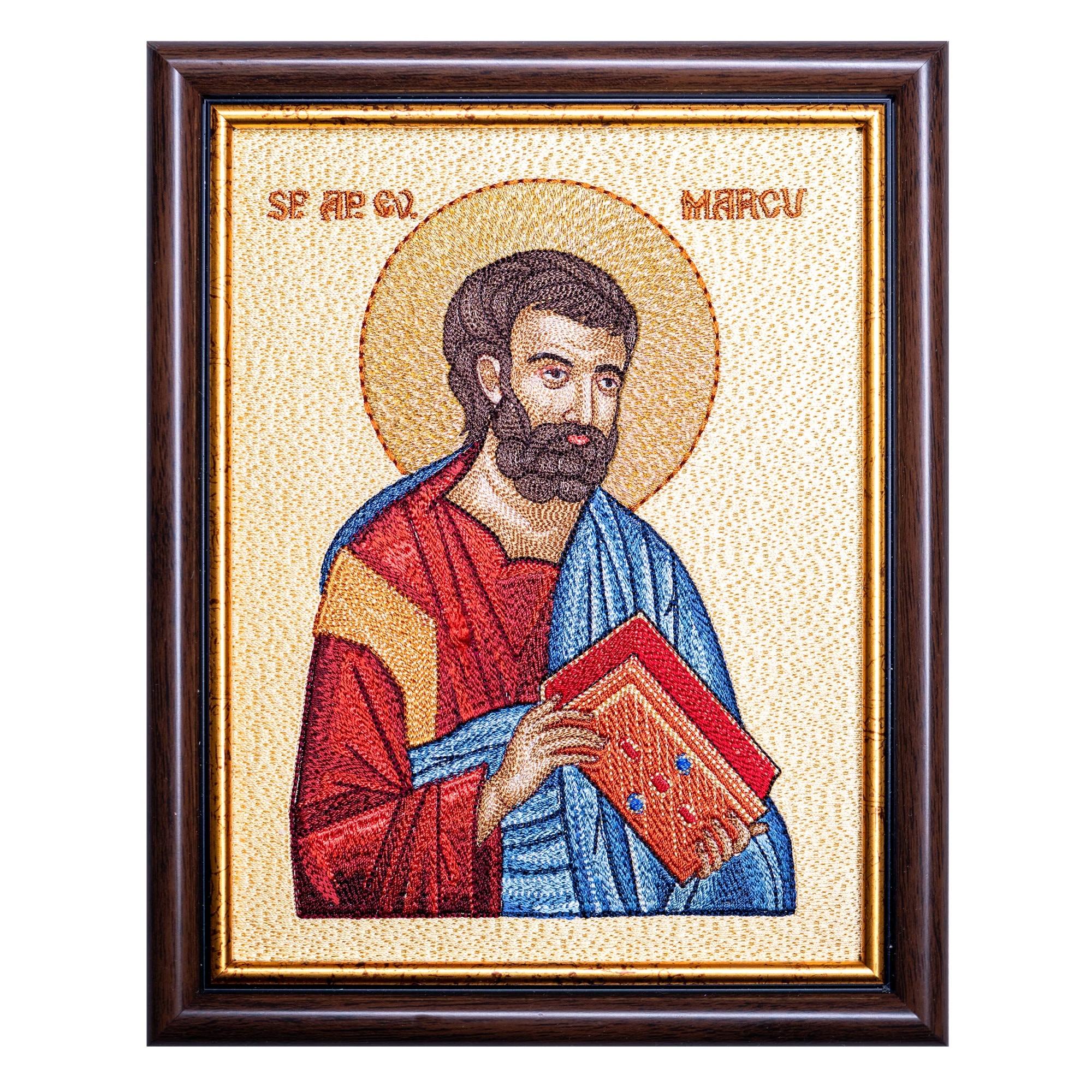 Icoana cu Sfantul Apostol Evanghelist Marcu – brodata, inramata, 15 x ...