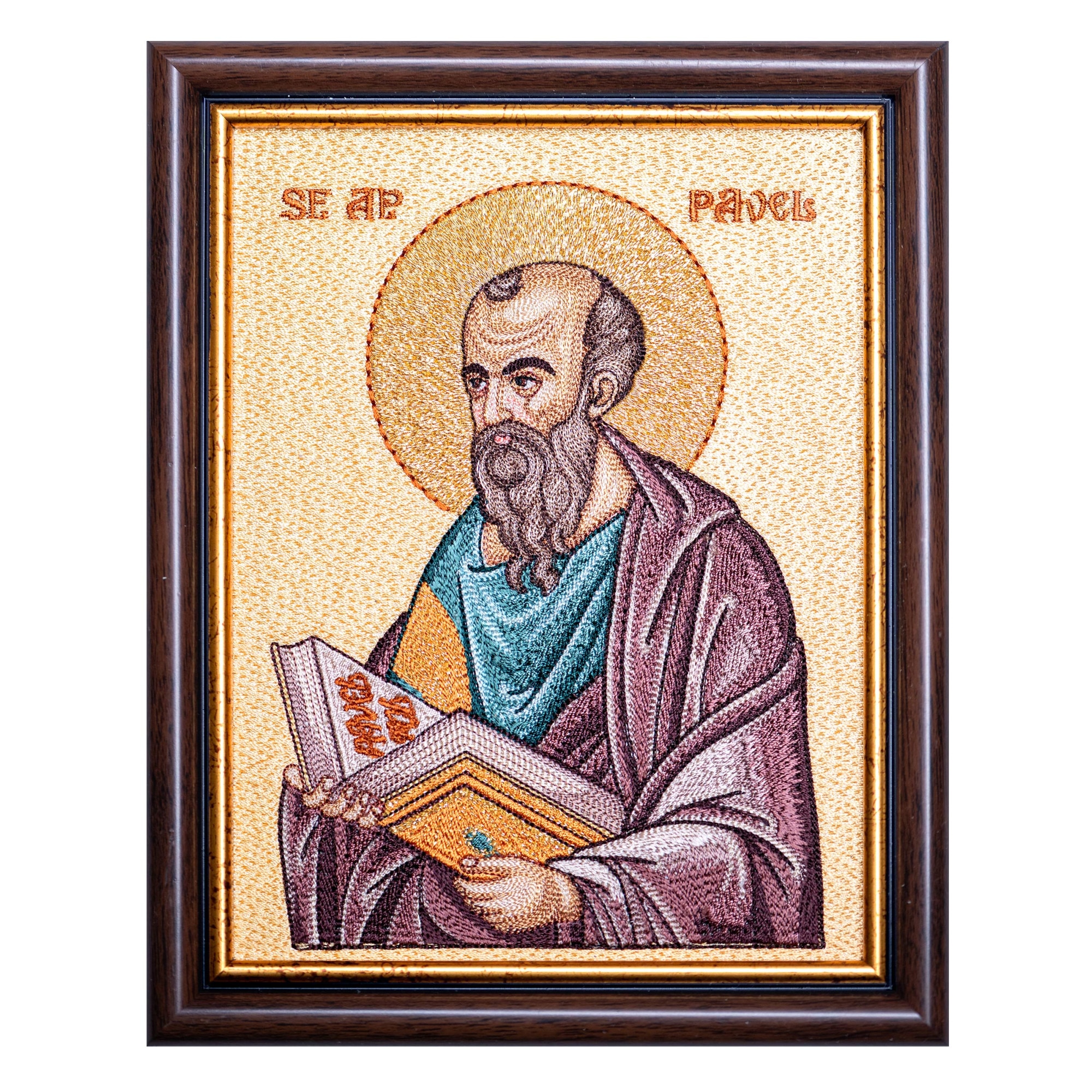 Icoana cu Sfantul Apostol Pavel – brodata, inramata, 15 x 18, 5 cm - eMAG.ro