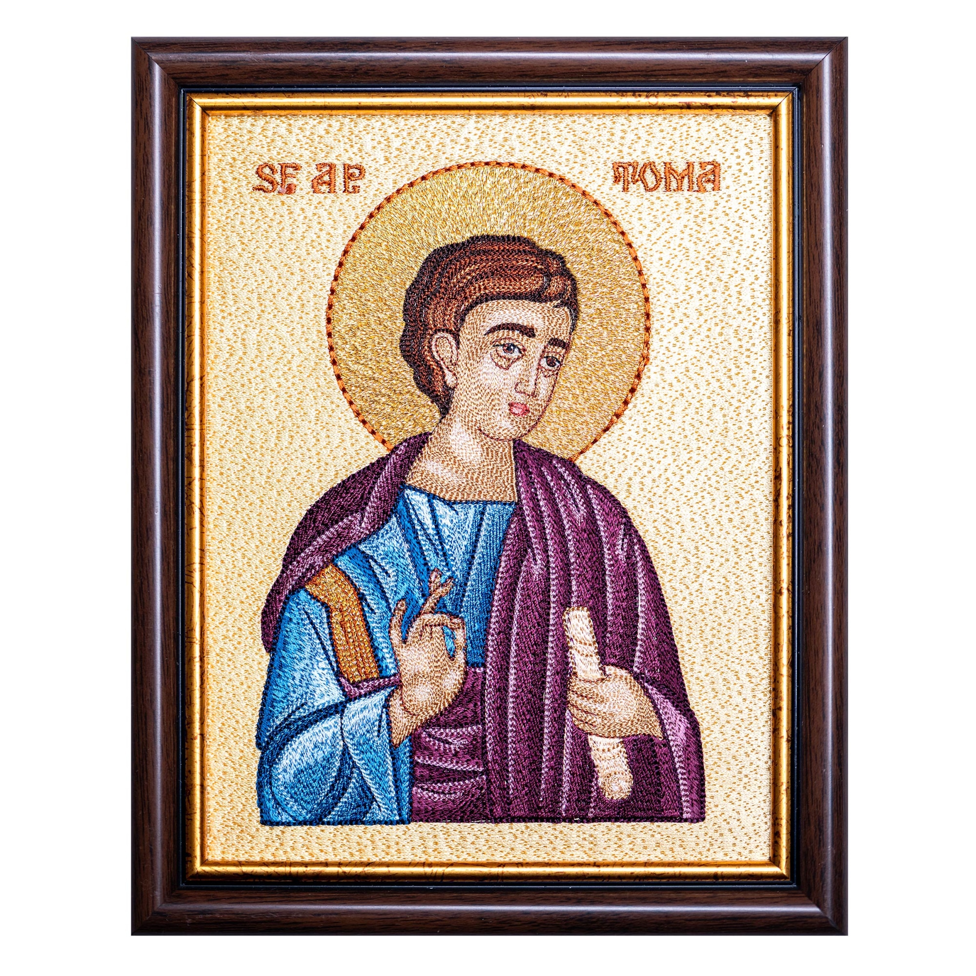 Icoana cu Sfantul Apostol Toma – brodata, inramata, 15 x 18, 5 cm - eMAG.ro