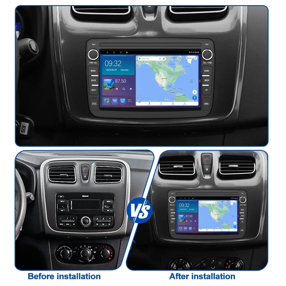 ILIKE Dacia Android carplay autórádió, 7" érintőképernyő GPS navigáció ...