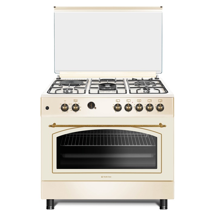 Aragaz Studio Casa, FE90/60 El Avena Rustic, 90 cm, Cuptor electric, 4 ...