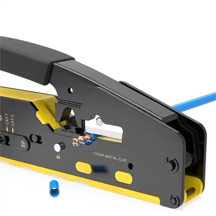 Cleste sertizare RJ45 Passthrough Cat 7, RJ12, dezizolare si taiere ...