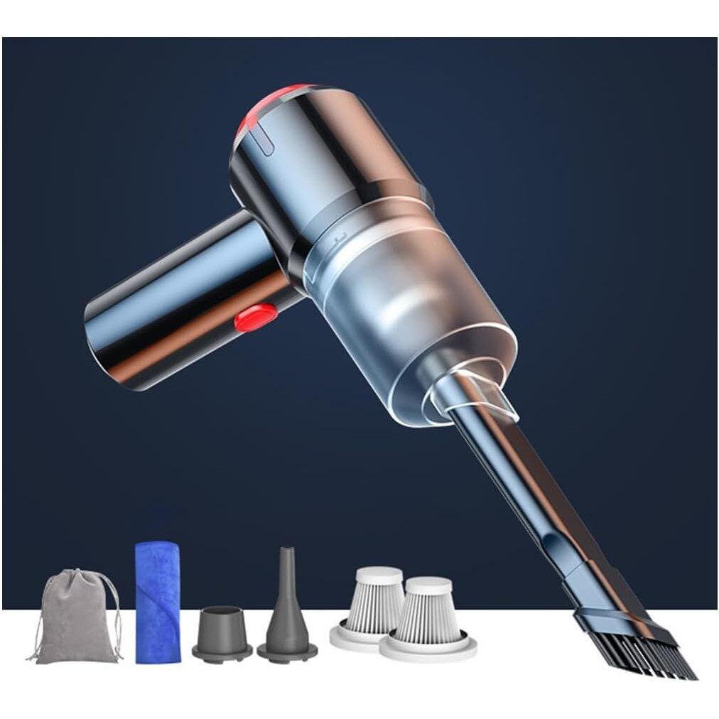 Mini aspirator portabil pentru casa si masina, 2 In 1, fara fir, cu ...