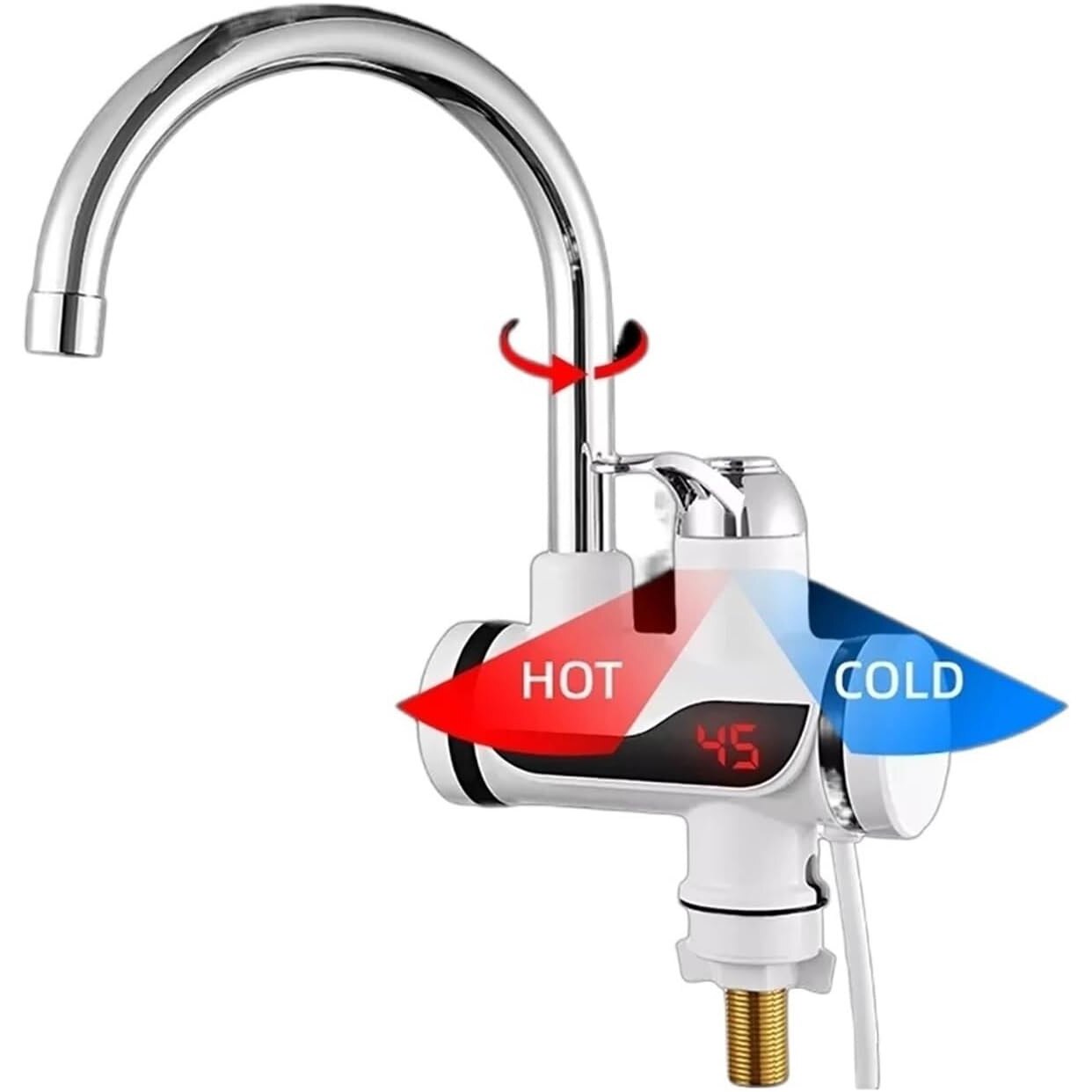 Robinet electric cu dus pentru incalzit apa instant, cu afisaj LED al ...