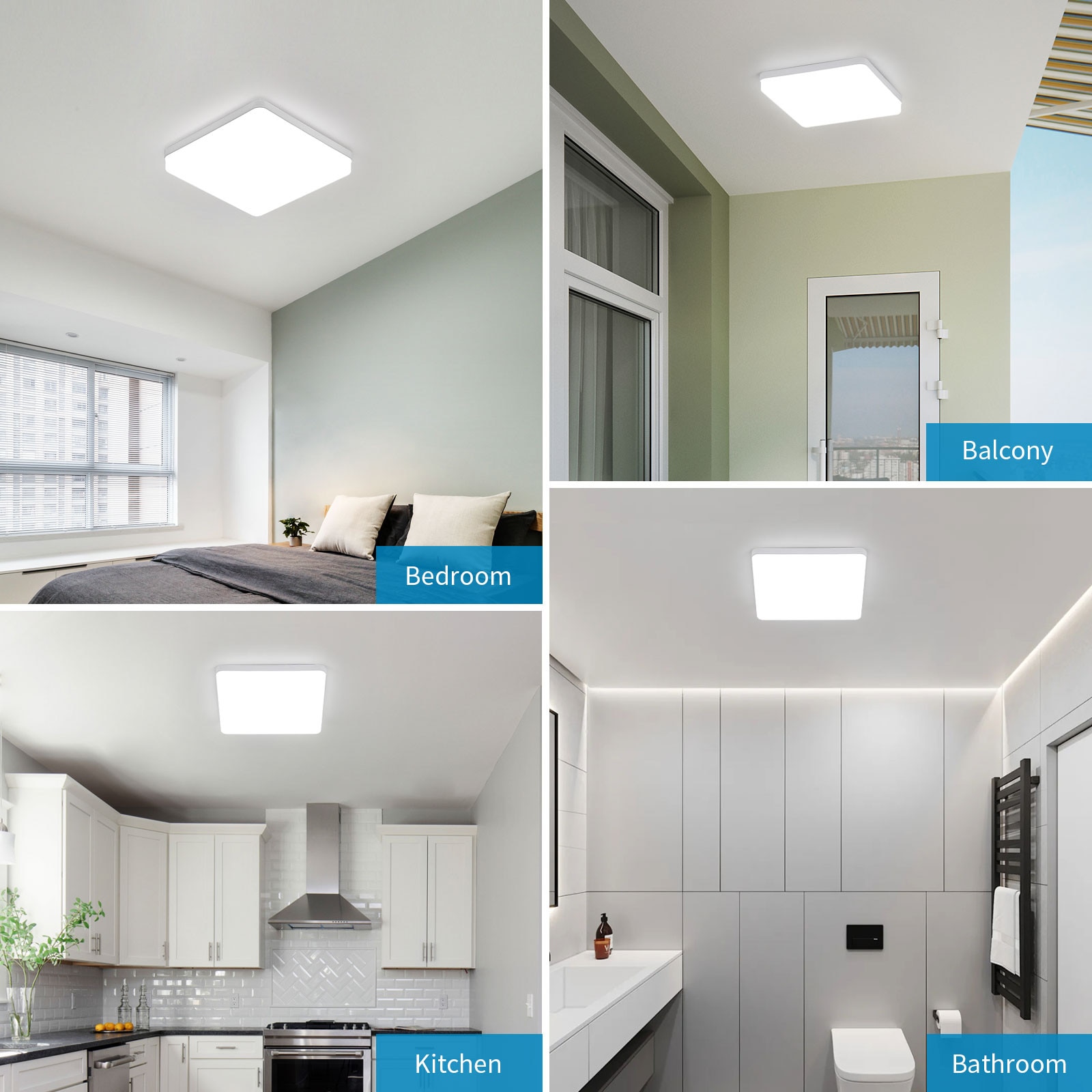 Plafoniere cu LED, Mckalen, 36W, Alb Rece 6500K, IP44 Rezistent la Apa ...