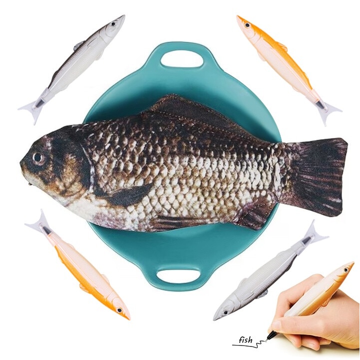 Trusa in forma de peste, Excitat, Cu 4 stilouri, cu captuseala groasa ...