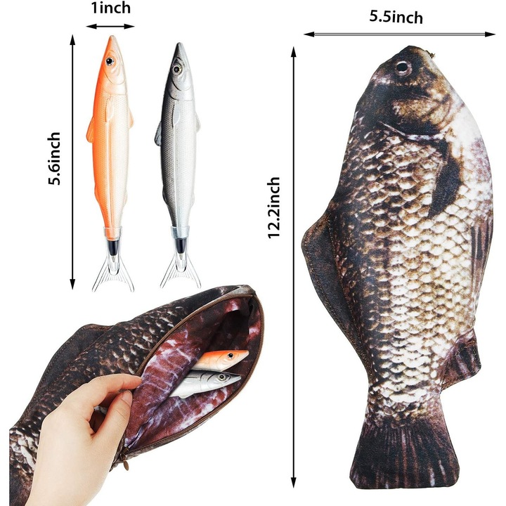 Trusa in forma de peste, Excitat, Cu 4 stilouri, cu captuseala groasa ...