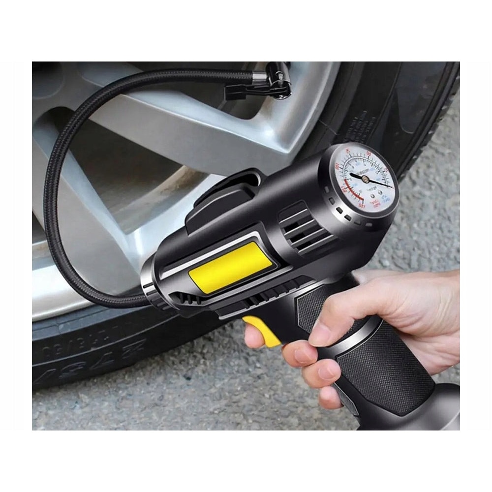 Compresor auto 12 V 10 bari, Putere 120 W, LED si manometru integrat ...