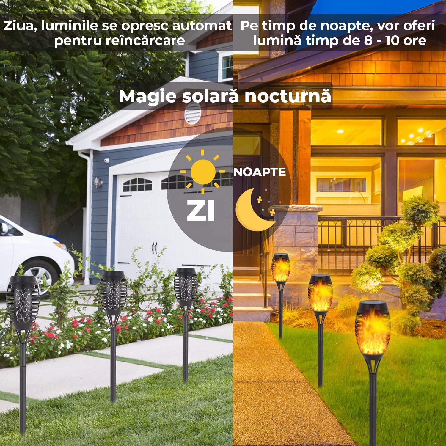 Set de 6 Lampi Solare pentru Exterior, Rezistente la Intemperii ...