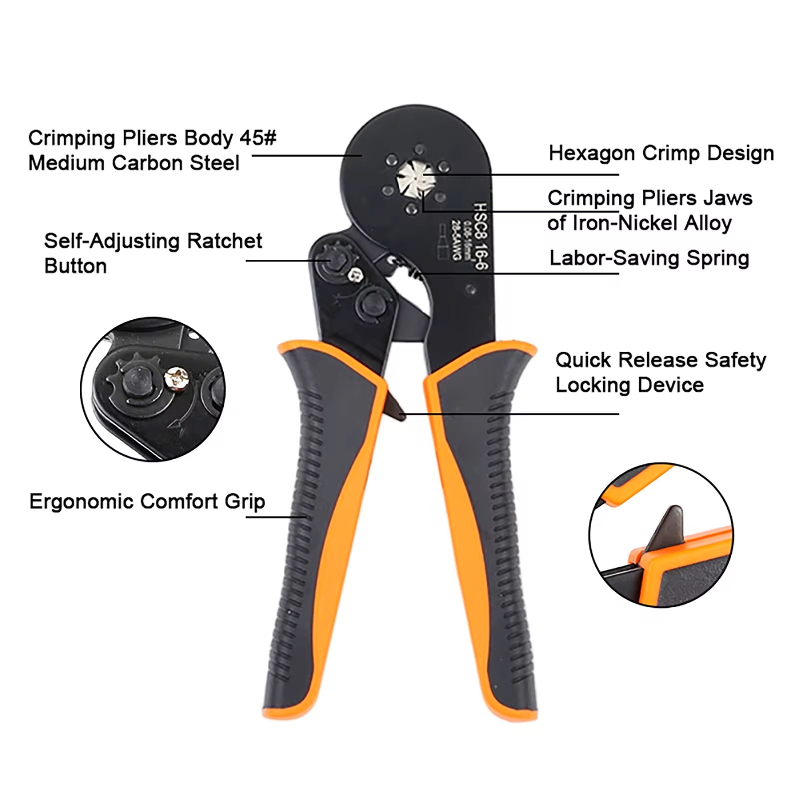 Cleste pentru sertizare, model HSC8 16-6, Sase falci, Interval 0.08 ...