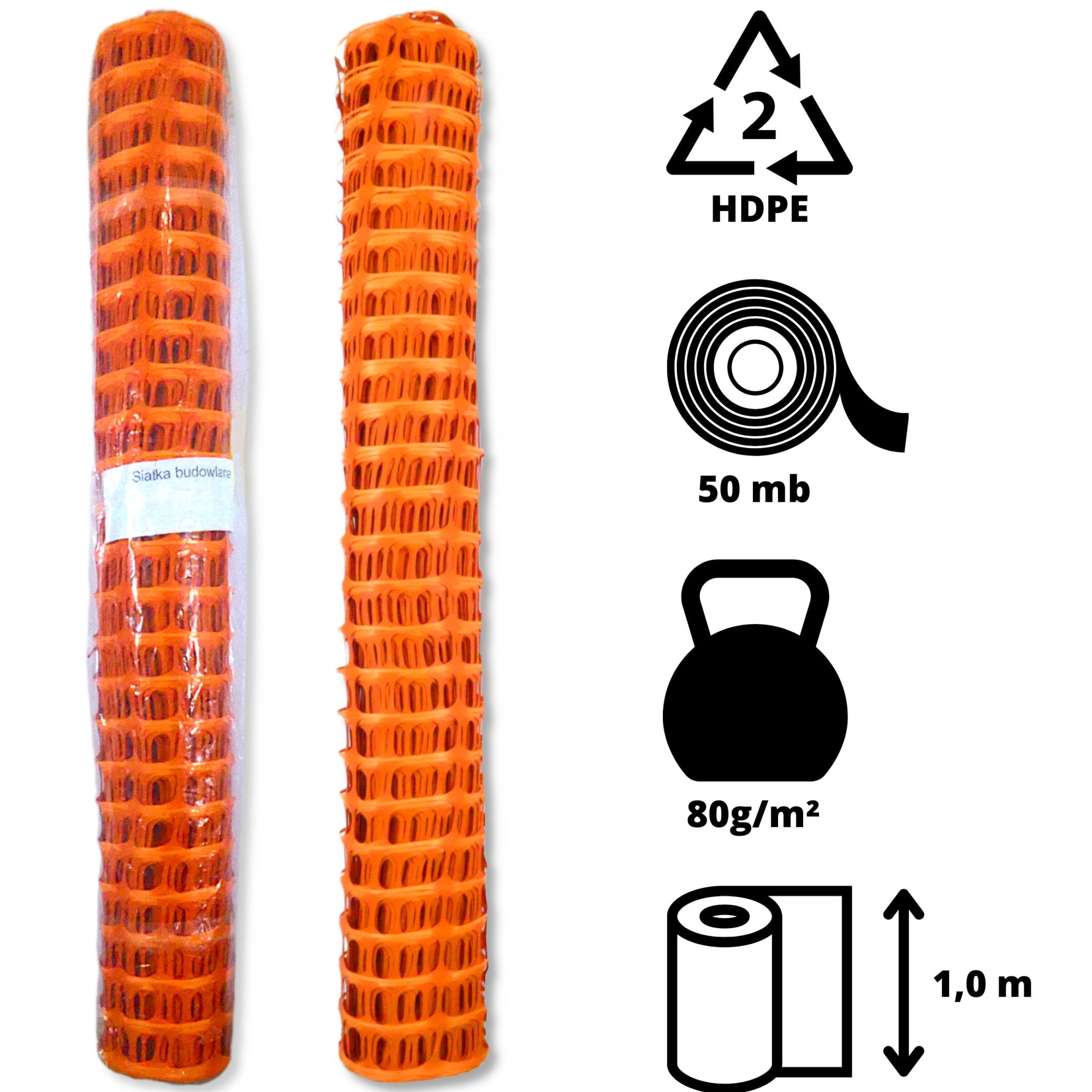 Plasa de constructie, Plastic, 1 m x 50 m, portocaliu - eMAG.ro
