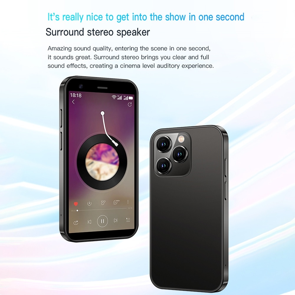 Смартфон Mini Rainbuvvy XS15, Android 8.1, 2GB RAM, 16GB ROM, черен ...